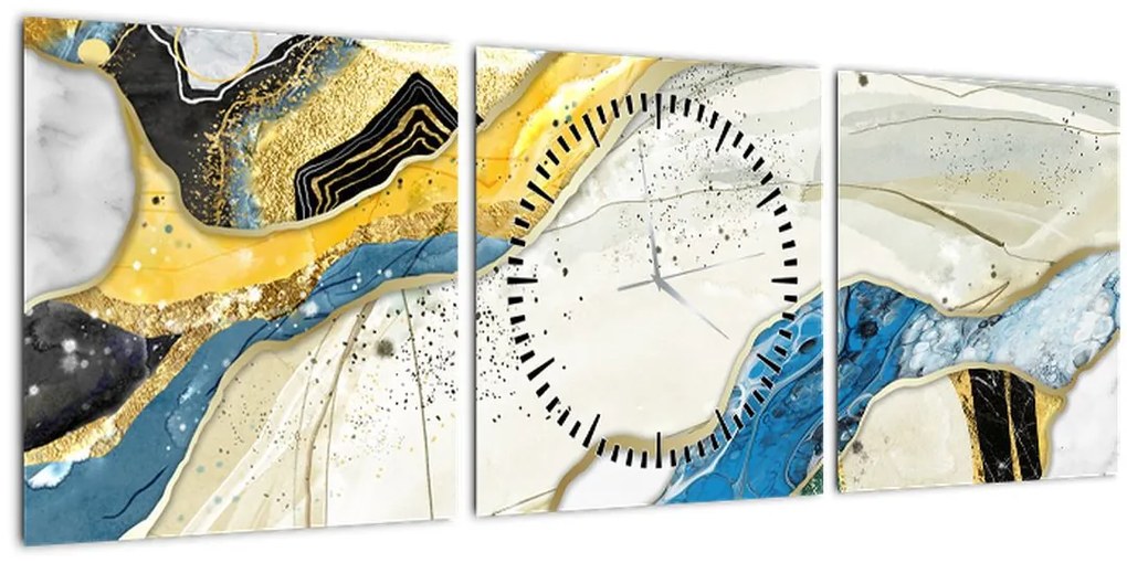 Obraz - Barevný mramor (s hodinami) (90x30 cm)