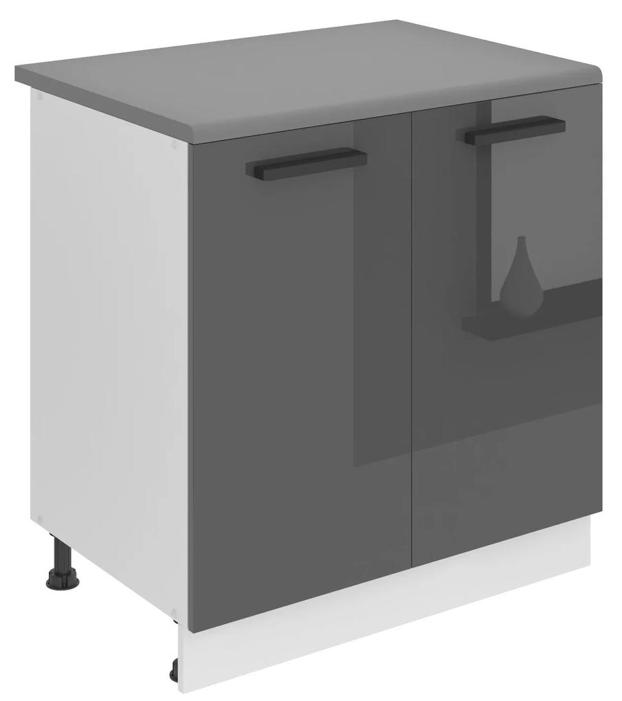 Kuchyňská skříňka Belini Premium Full Version spodní 80 cm šedý lesk s pracovní deskou
