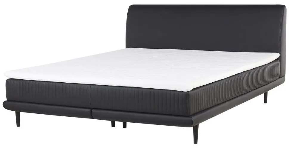 Kontinentální čalouněná postel 160 x 200 cm černá MADAME Beliani