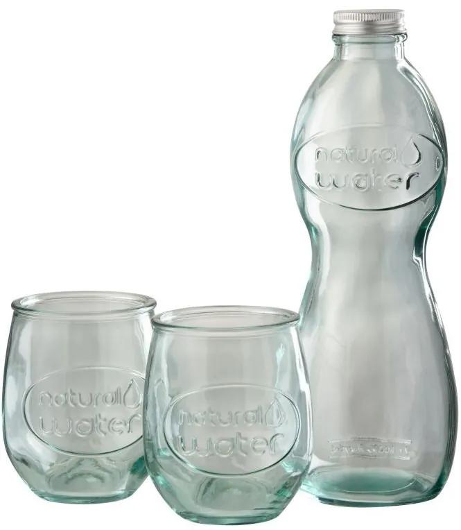 Transparentní skleněná láhev a 2skleničky Natural - Ø 10*26cm