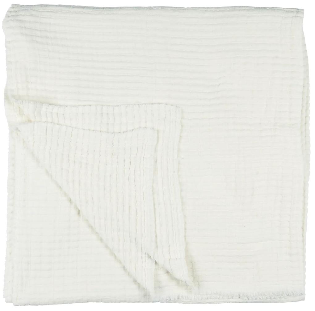 IB LAURSEN Bavlněný přehoz Kantha Stitching 150 x 220 cm, bílá barva, textil