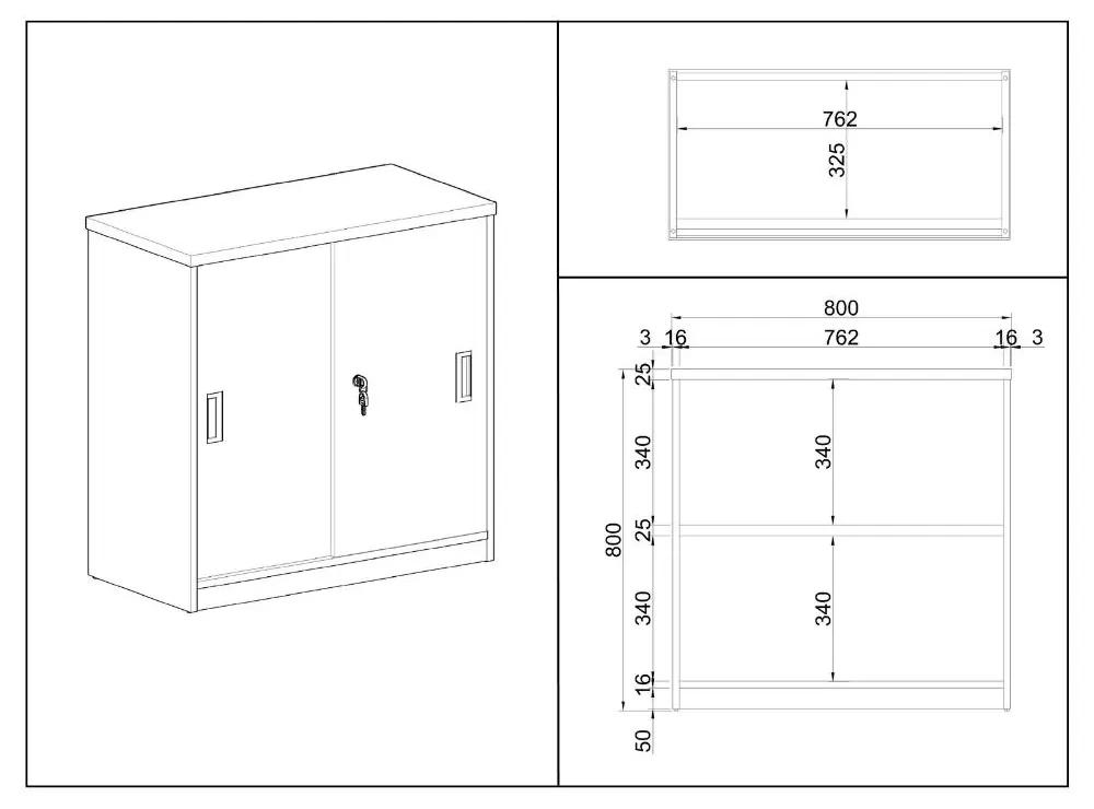 Nízká skříň SimpleOffice 80 x 40 x 80 cm, bříza