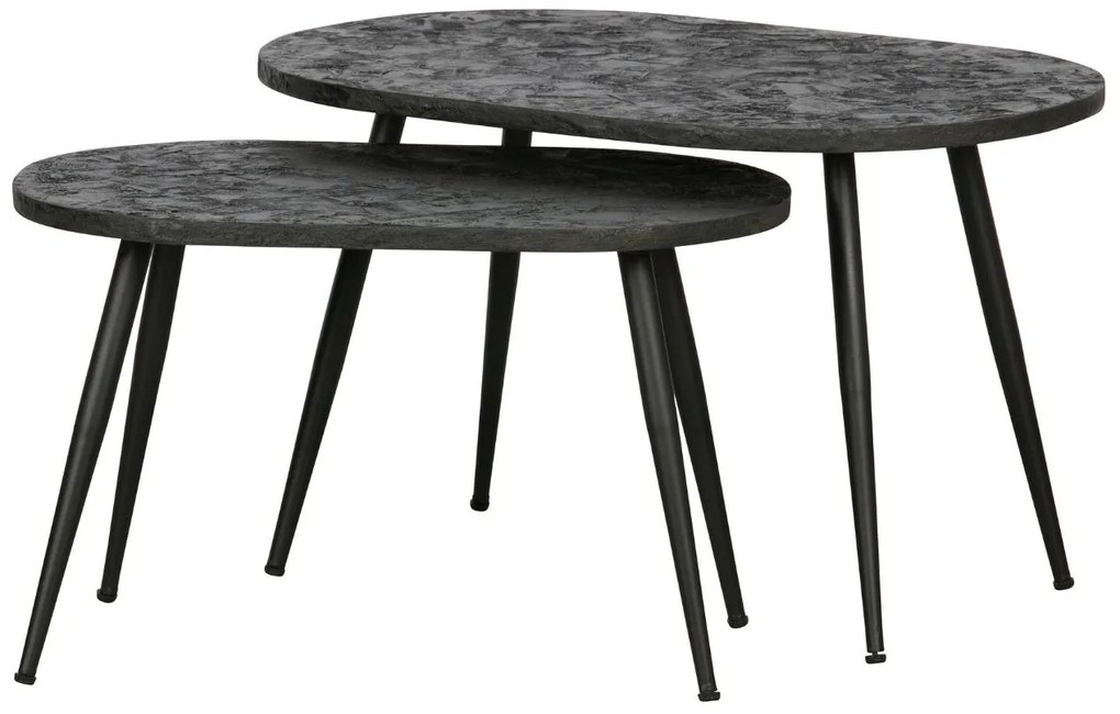 VÝPRODEJ až -70 % Hoorns Set dvou černých kovových konferenčních stolků Sonja 70x48/60x39 cm