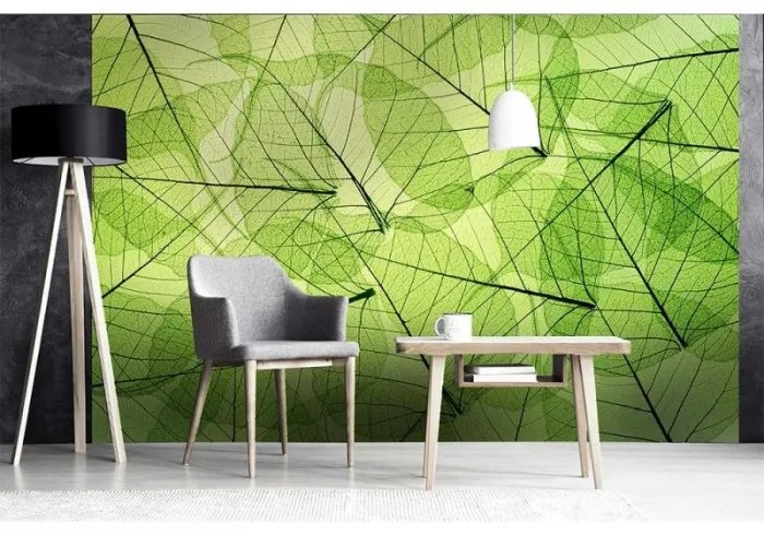 DIMEX | Samolepicí vliesová fototapeta na zeď Žilky listů MA-5-0111 | 375 x 250 cm | zelená