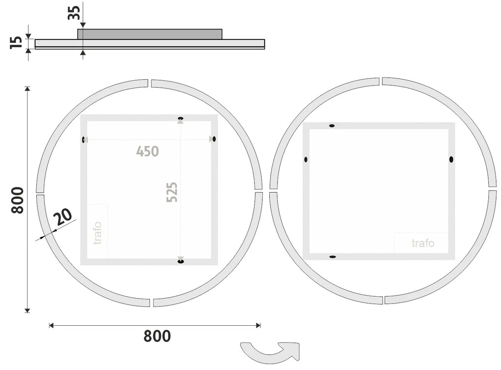 Nimco Kulaté LED zrcadlo pr. 800 - ZP 24002R