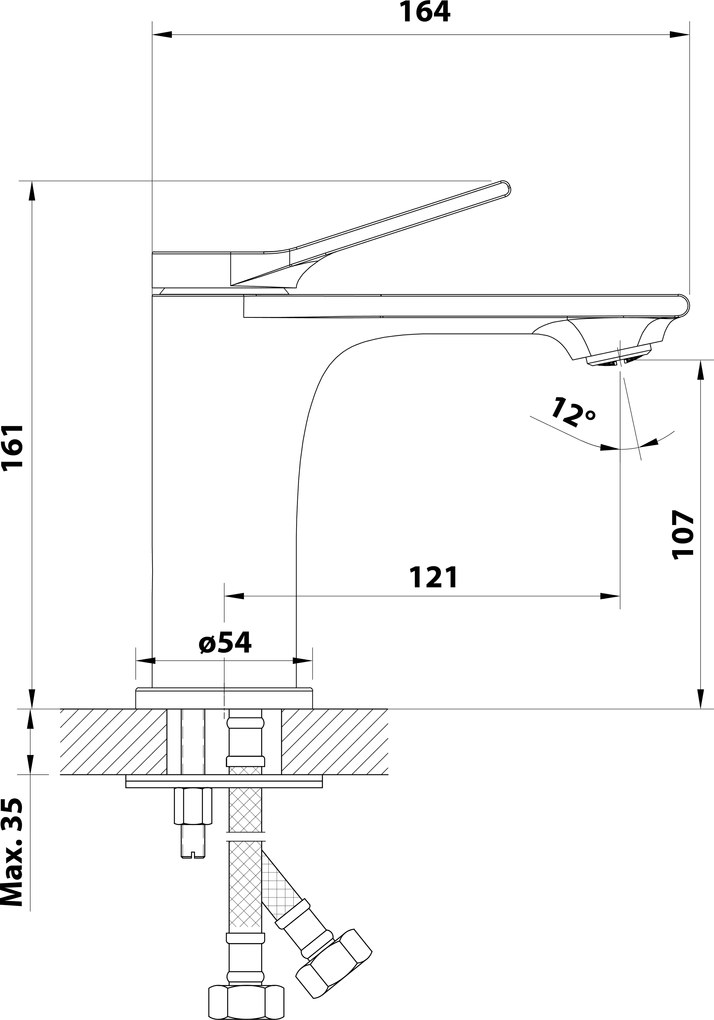 Aqualine Bolero umyvadlová baterie stojánková bez výpusti chrom BC002