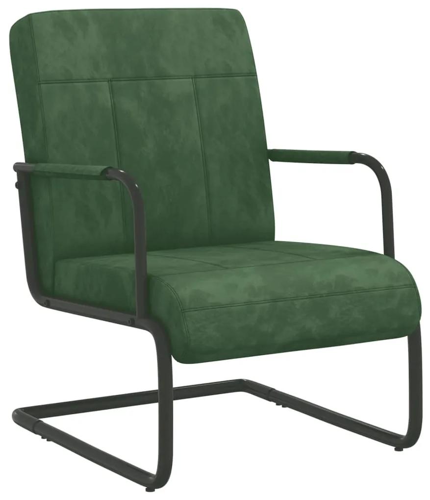 325790 vidaXL Konzolová židle tmavě zelená samet