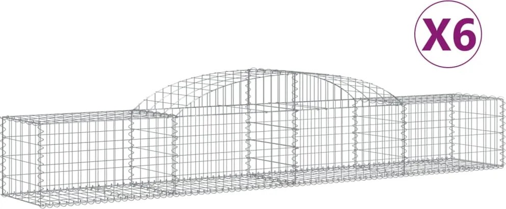 Klenuté gabionové koše 6 ks 300x50x40/60 cm pozinkované železo 3146651