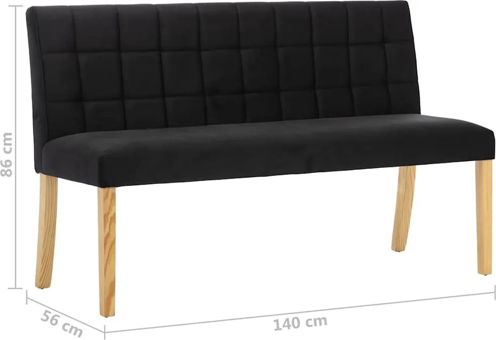 Lavice 140 cm černá samet 288575