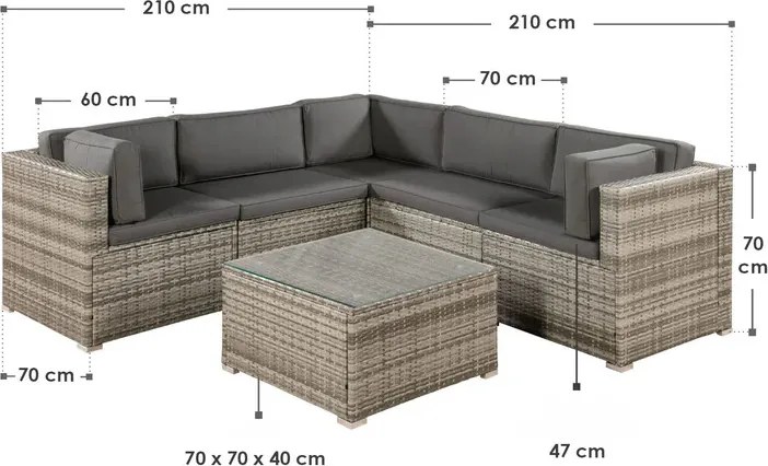 Juskys Zahradní ratanová sestava Nassau béžovo-šedá