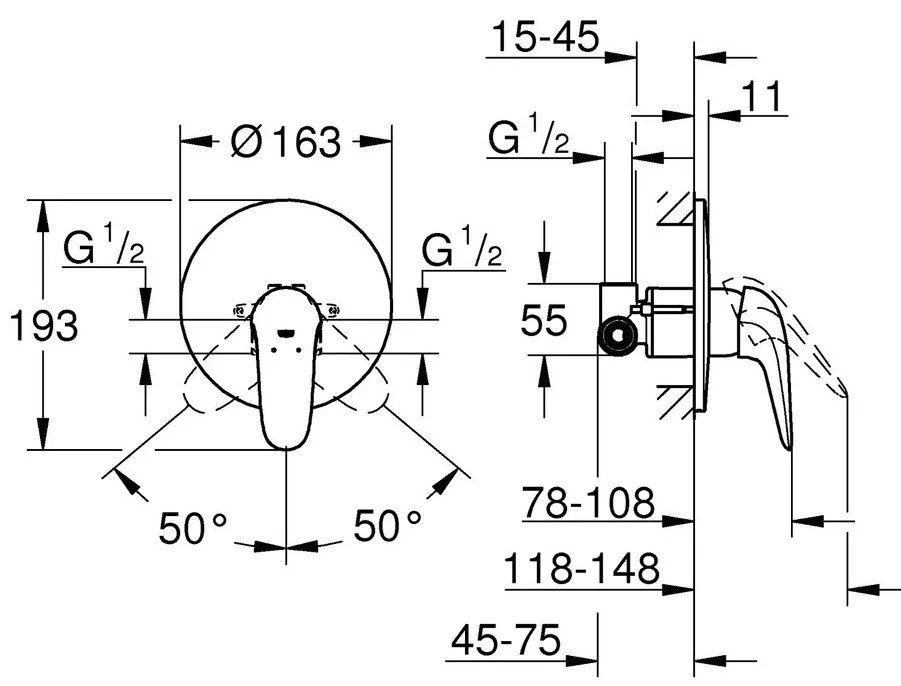 Grohe Eurostyle - Páková sprchová baterie, komplet, chrom 23725003