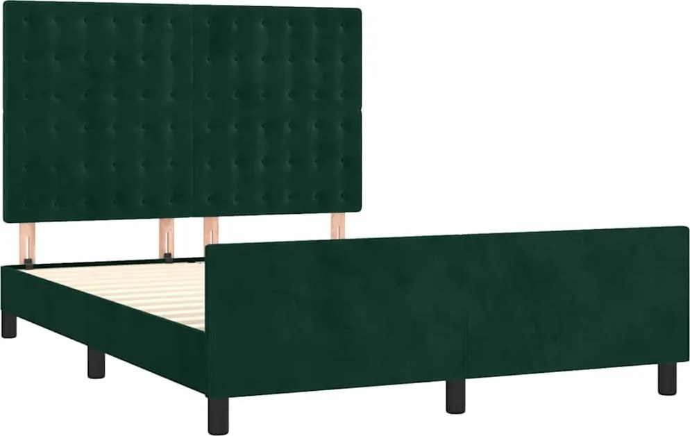 Rám postele bez matrace tmavě zelená 140 x 190 cm samet 3125998