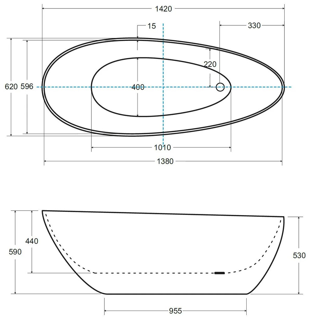 BESCO Volně stojící vana GOYA Glam - zlatá Rozměr vany - 142 × 62 cm - VANSAL14GLAM01