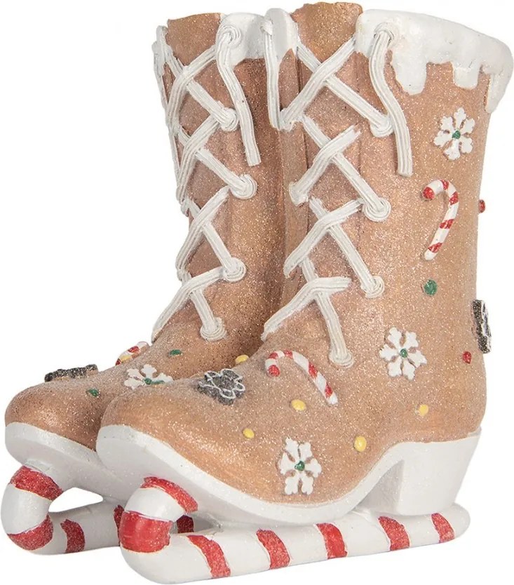Hnědá perníková dekorace brusle Ice skates - 19*14*20 cm