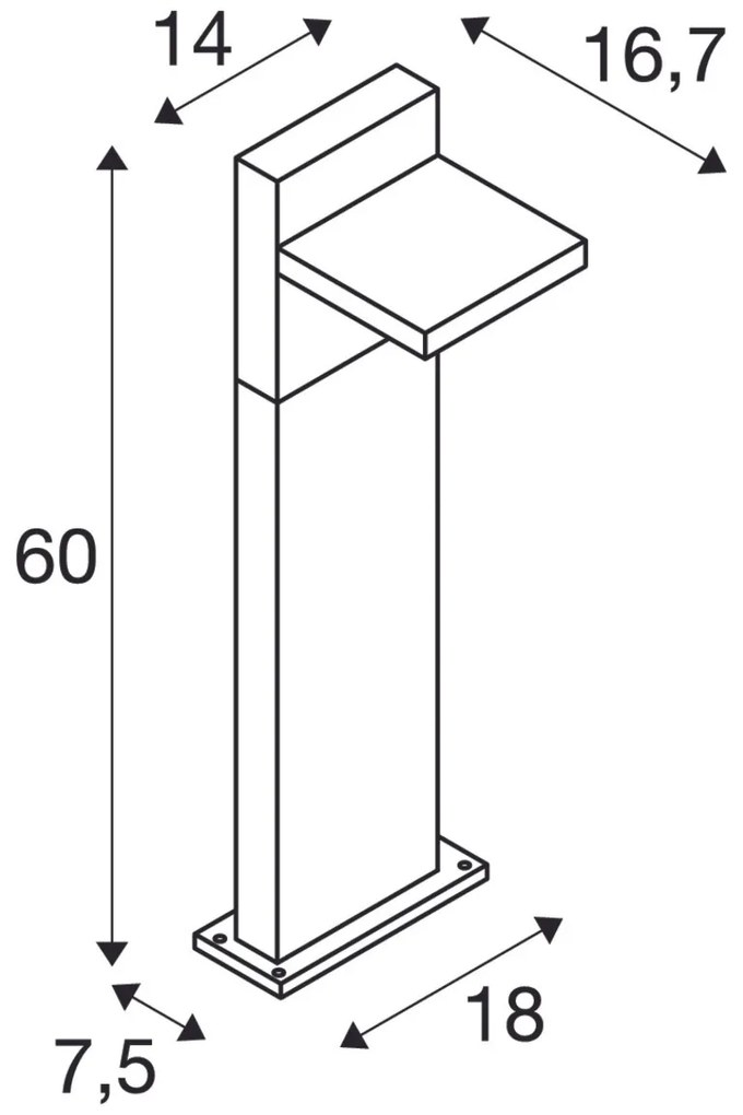 SLV 1002991 Abridor pole 60, venkovní antracitový sloupek LED 14W, IP55, 3000/4000K, výška 60cm