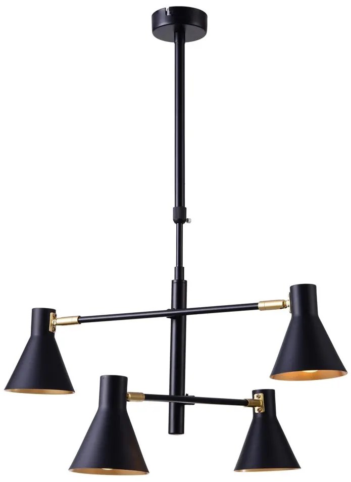 Černo-zlatý závěsný lustr Less pro žárovku 4x E14  - Candellux