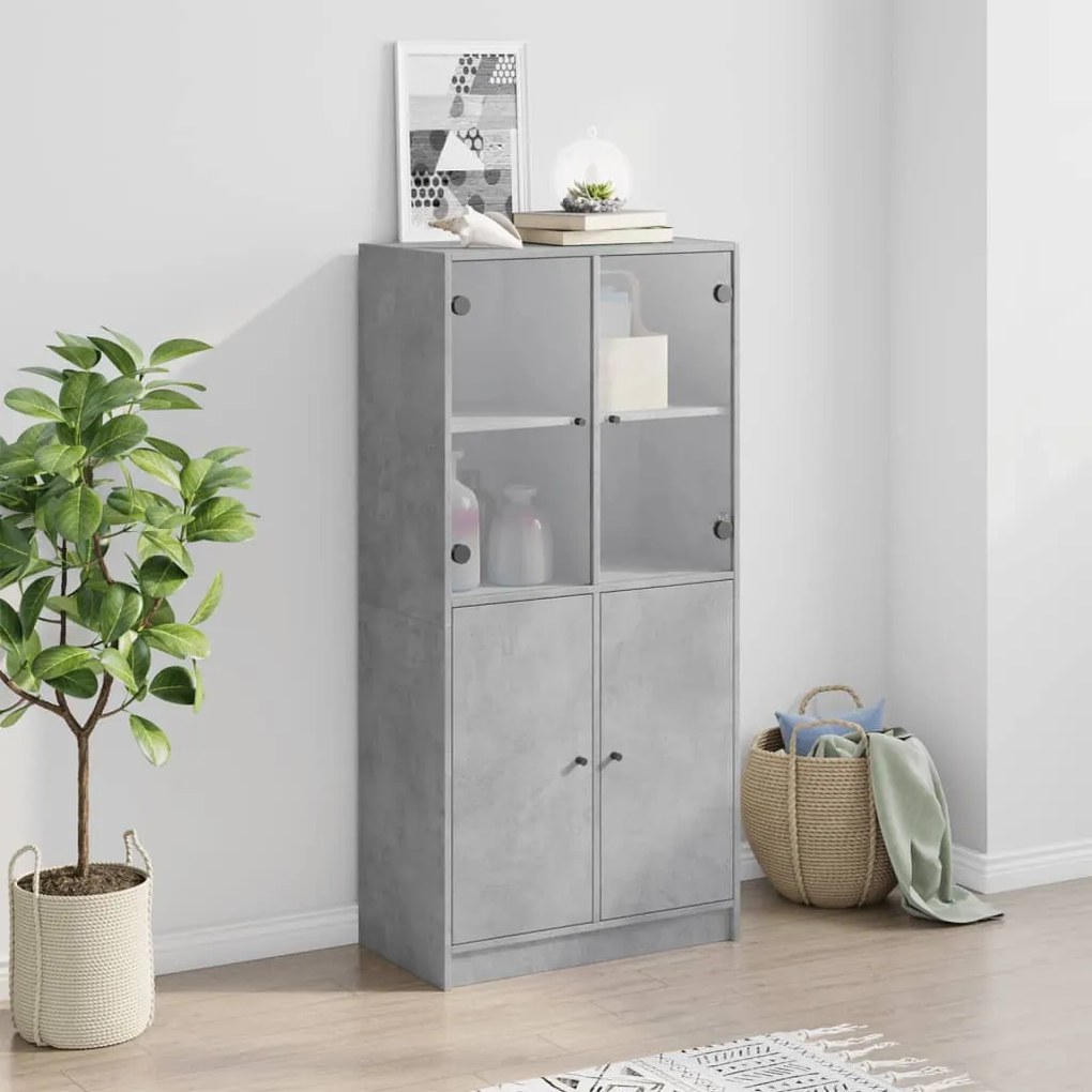 Highboard s dvířky betonově šedý 68x37x142 cm kompozitní dřevo 3295867