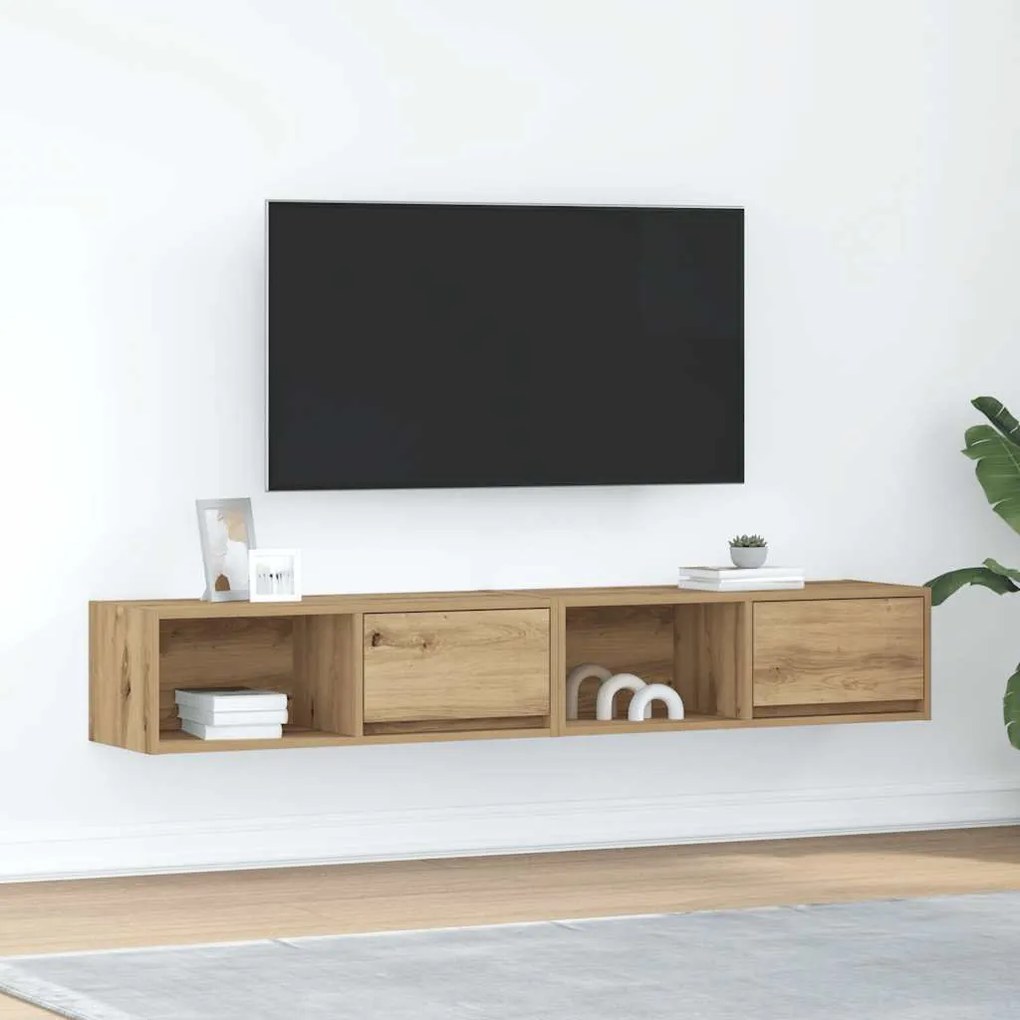 TV skříňky 2 ks Dub Artisan 80x31x25,5 cm Dřevěné konstrukce