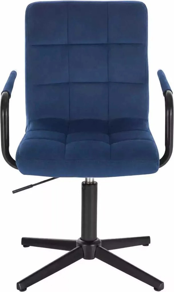 LuxuryForm DESIGN Otočná židle VERONA BLACK VELUR na černém kříži - modrá