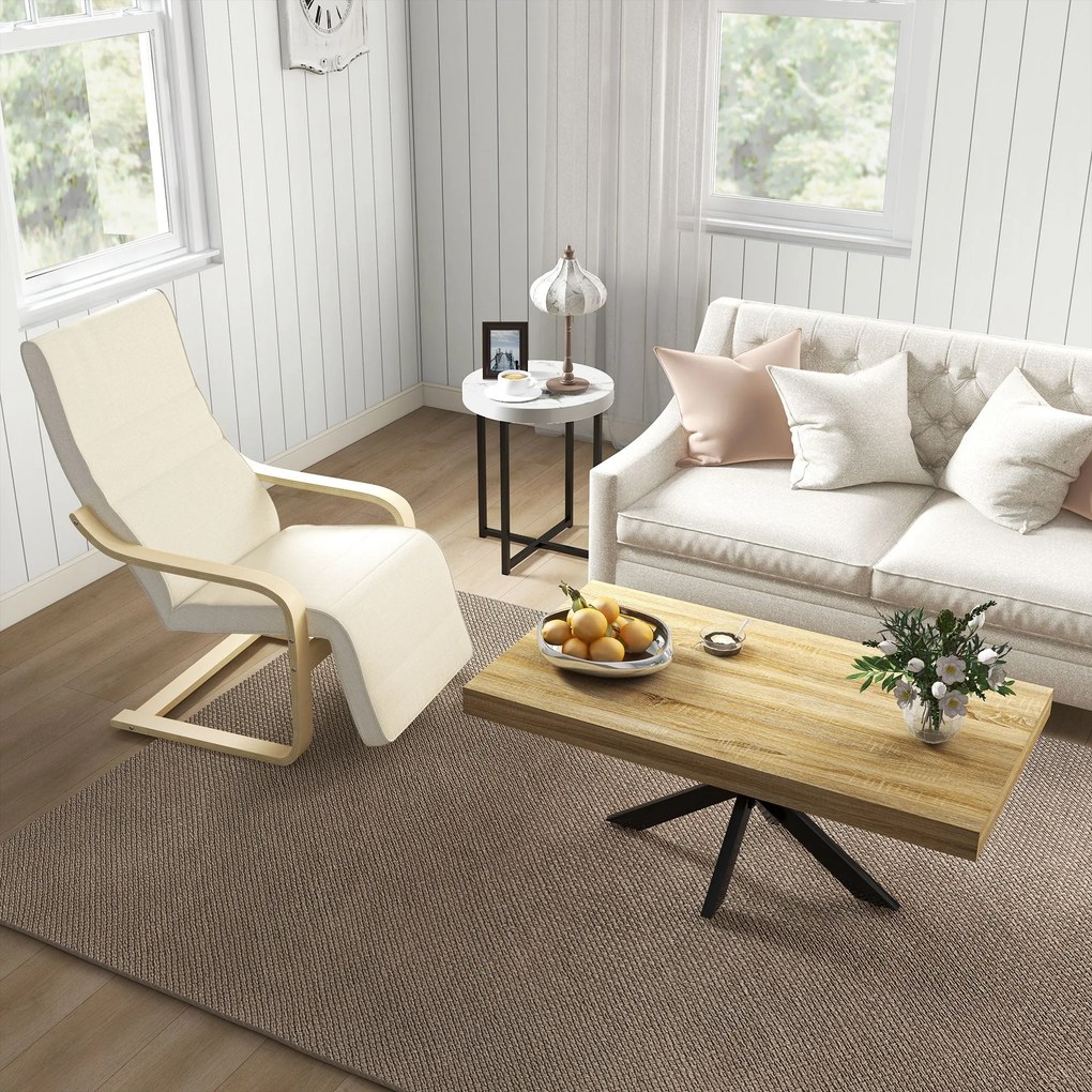 HOMCOM Obdélníkový konferenční stolek v industriálním stylu - černý kov a vzhled přírodního dřeva - 110 x 60 x 45 cm