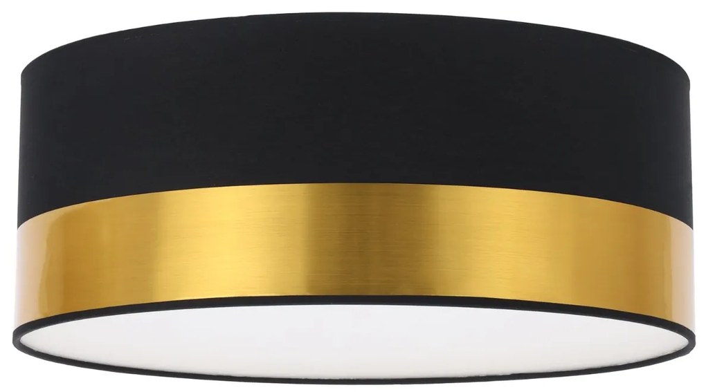 Stropní svítidlo Elegance, 1x zlaté/černé textilní stínítko, (bílé plexisklo), (fi 40cm)