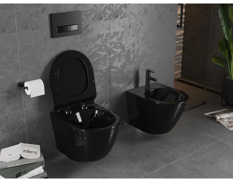 Mexen Lena Rimless závěsné WC se sedátkem s pomalým zavíráním, černá - 30224070