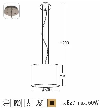 ACA DECOR Závěsné svítidlo DIONE max. 60W/E27/230V/IP20