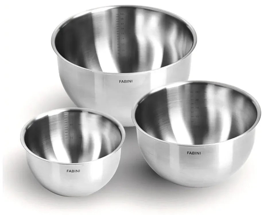 Nerezové mísy v sadě 3 ks ve stříbrné barvě ø 24 cm Lucca 3.0 – FABINI