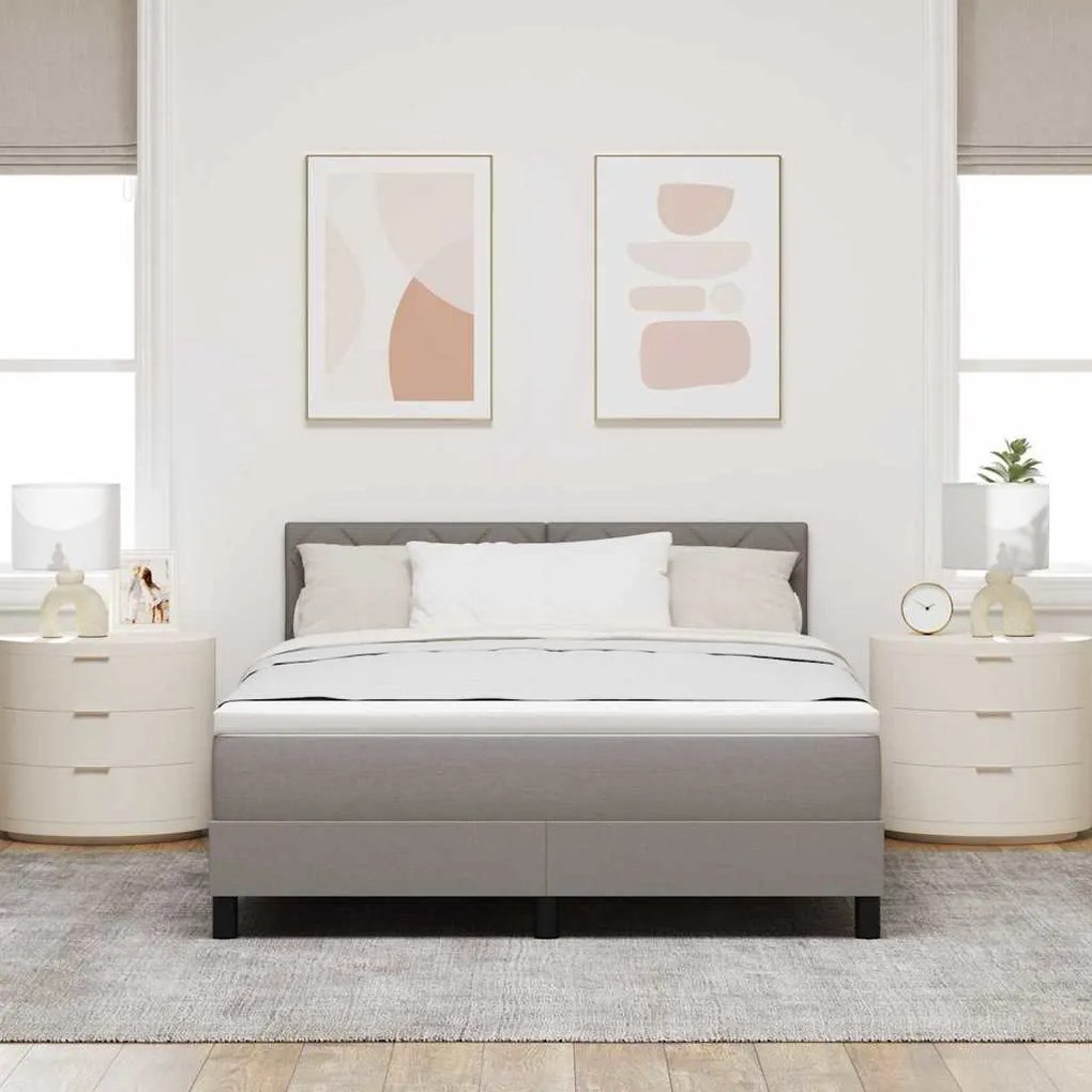 Postel s boxspringem s čelo Taupe 160 x 200 cm textil 3338780