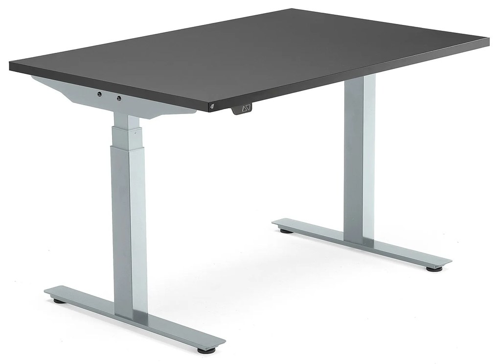 AJ Produkty Výškově nastavitelný stůl MODULUS, 1200x800 mm, stříbrný rám, černá