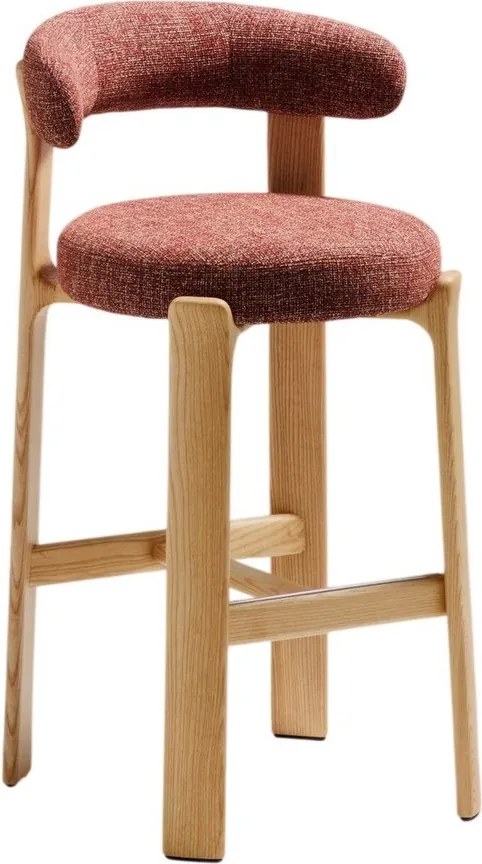 Barová židle z jasanového dřeva v terakotové barvě/ve světle přírodní barvě (výška sedáku 75 cm) Granite – Kave Home