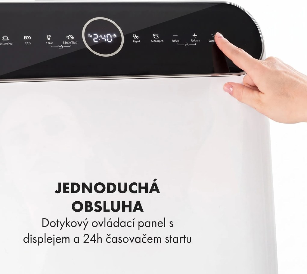 Klarstein Oceana, myčka nádobí, volně stojící, 860 W, energetická třída F, bez instalace, bílá