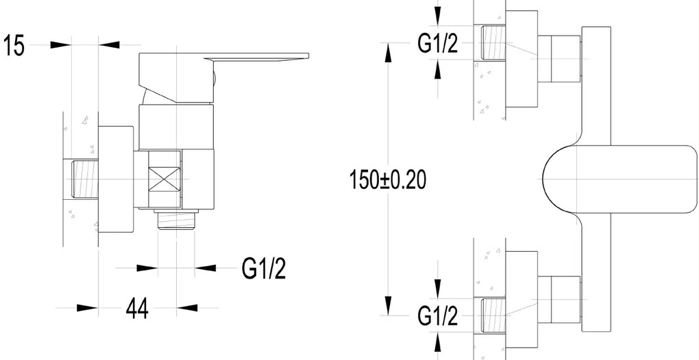 Aqualine, DAPHNE nástěnná sprchová baterie, chrom, DH701