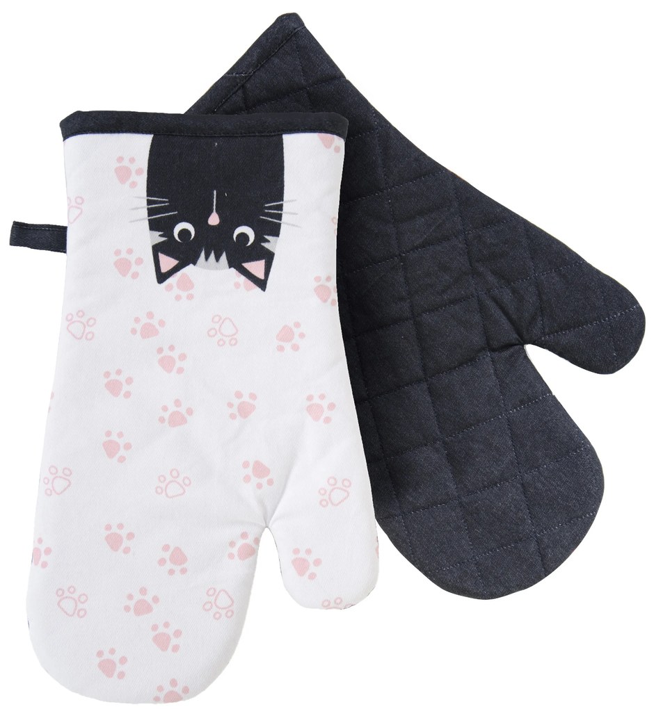 Kuchyňské bavlněné rukavice - chňapky ANIMALS kočičí motiv 100% bavlna 19x30 cm Essex
