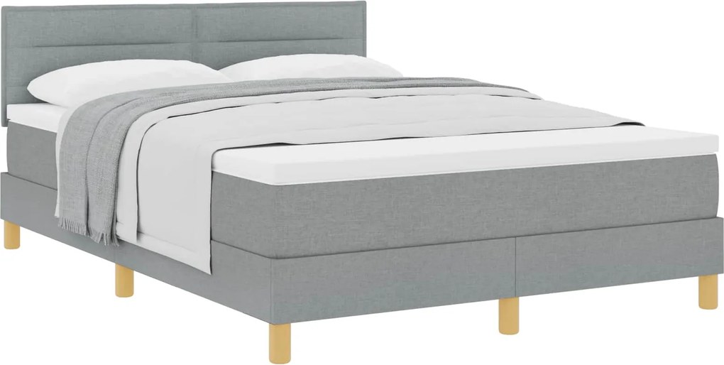 Postel s boxspringem s čelo Světle šedá 140 x 190 cm textil 3338839