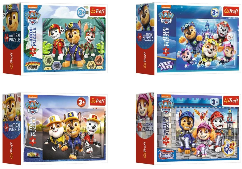 Minipuzzle miniMAXI 20 dílků Tlapková patrola/Paw Patrol 4 druhy v krabičce 11x8x4cm (1 ks)