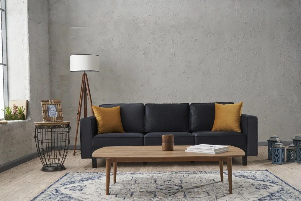 Hanah Home Sametová pohovka KALE antracit 222 cm 825BLC2727