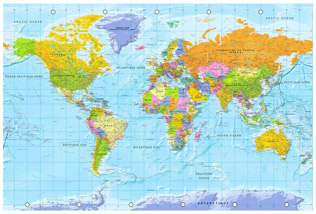 Korková  nástěnná dekorační tabule Mapa světa: Orbis Terrarum [Korková mapa]