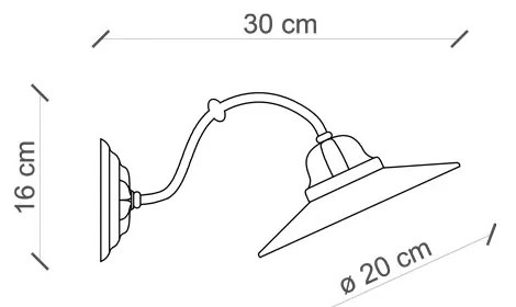 Ferroluce Nástěnné retro svítidlo B&W, š. 30 cm, 1xE27 Barva: Černá