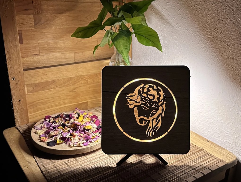 Li-Go "Ježíš s trnovou korunou" lampa 19x19cm provedení povrchu: černá s patinou