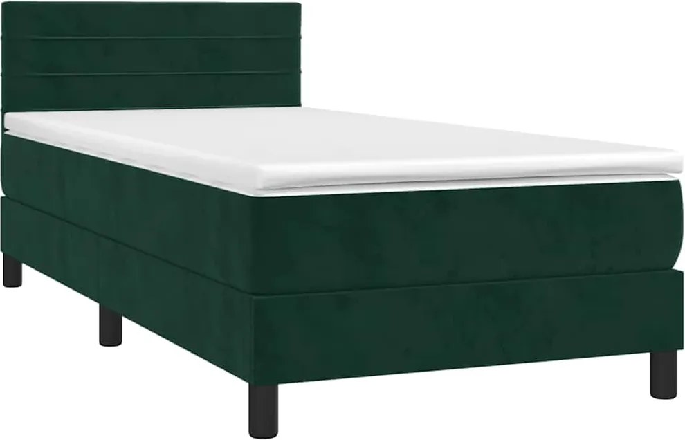Box spring postel s matrací tmavě zelená 100x200 cm samet 3141350