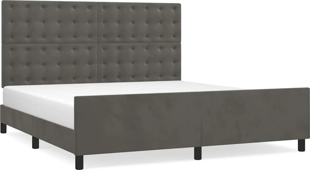 Rám postele bez matrace tmavě šedý 160 x 200 cm samet 3126008