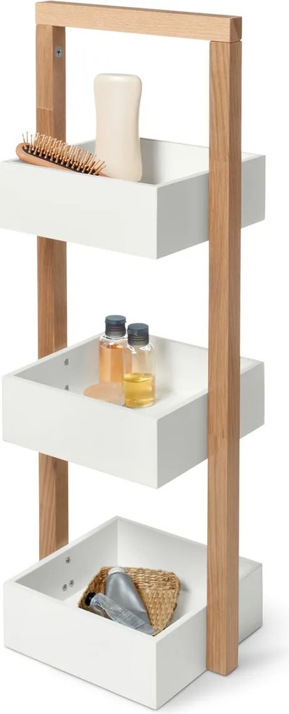 Tchibo - Stojací regál se 3 úložnými přihrádkami - barva: bílá