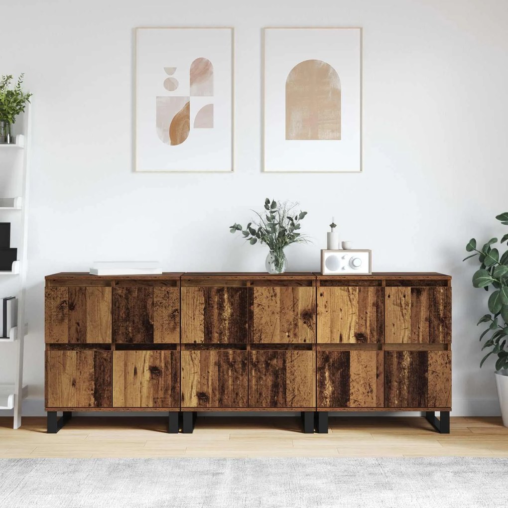 Servírovací skříň 3 ks Staré dřevo 60 x 35 x 70 cm 3394575