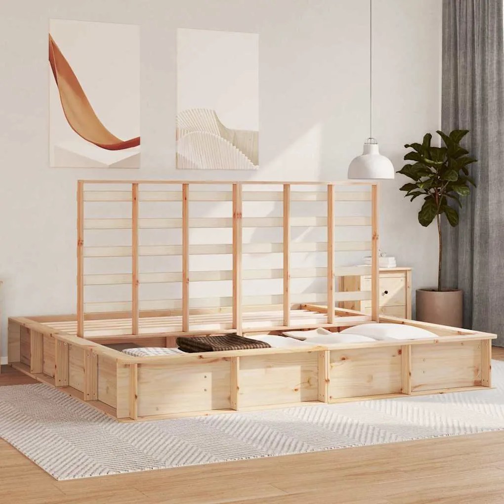 Rám postele Hnědá 200 x 200 cm Masivní borové dřevo 3385703