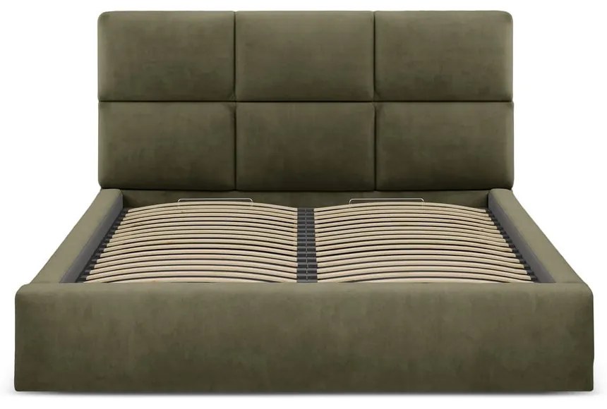 Zelená čalouněná dvoulůžková postel s úložným prostorem s roštem 180x200 cm Libera – Windsor & Co Sofas