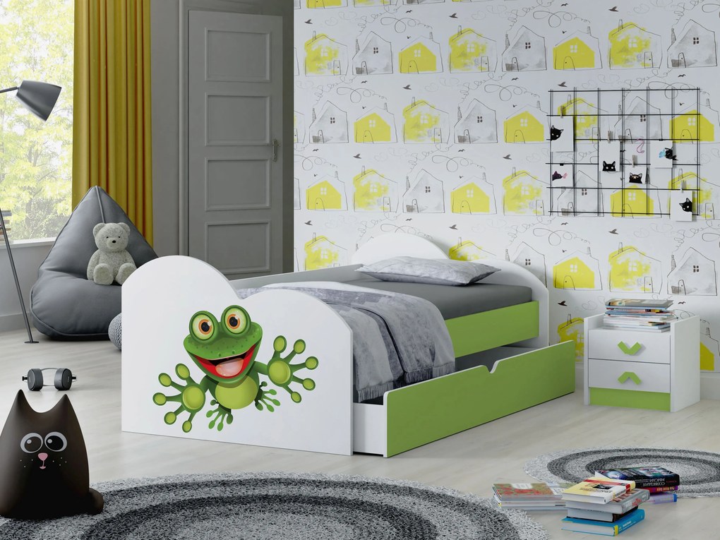 Svět pokojů Dětská postel s obrázkem Klasik ŽÁBA Barva: Oranžová, Úložný prostor: ANO, Rozměr: 180x90 cm