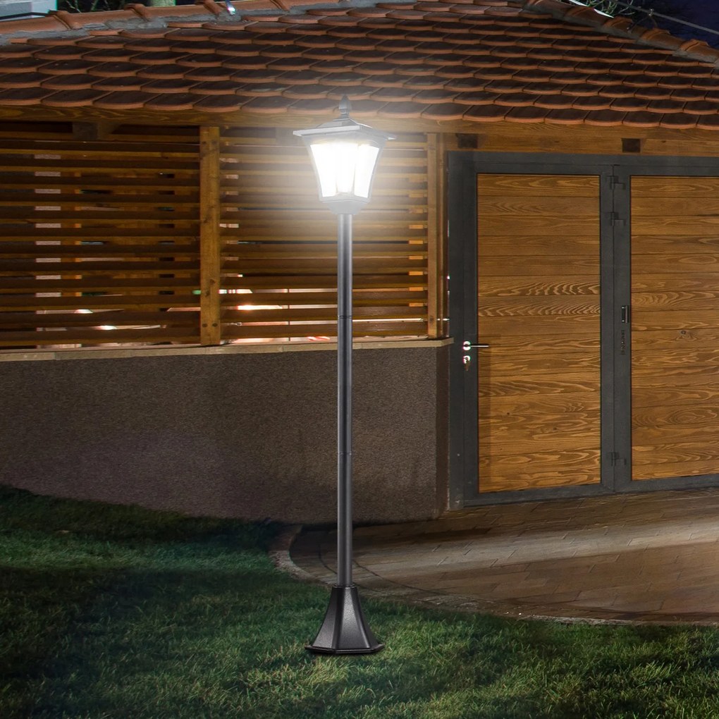 Outsunny Solární zahradní lucerna Lantern Path Light s LED 40 lumenů černá 18 x 18 x 160cm | Aosom