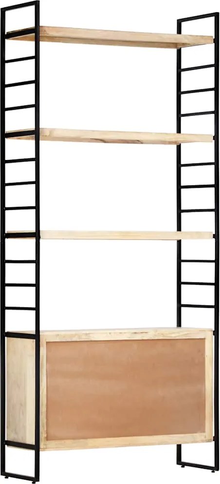 4patrová knihovna 80 x 30 x 180 cm masivní mangovníkové dřevo 284421