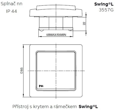 ABB Swing (L) vypínač č.1 IP44 jasně bílá 3557G-A01940 B1